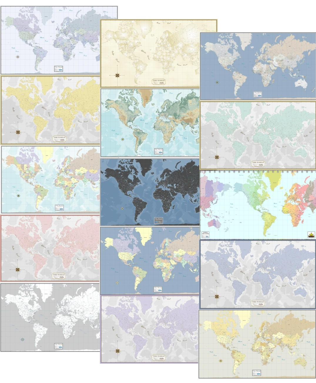 Large Laminated Office wall maps Custom maps for business
