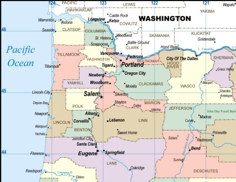 OREGON MAP COUNTY COLOR download to your computer